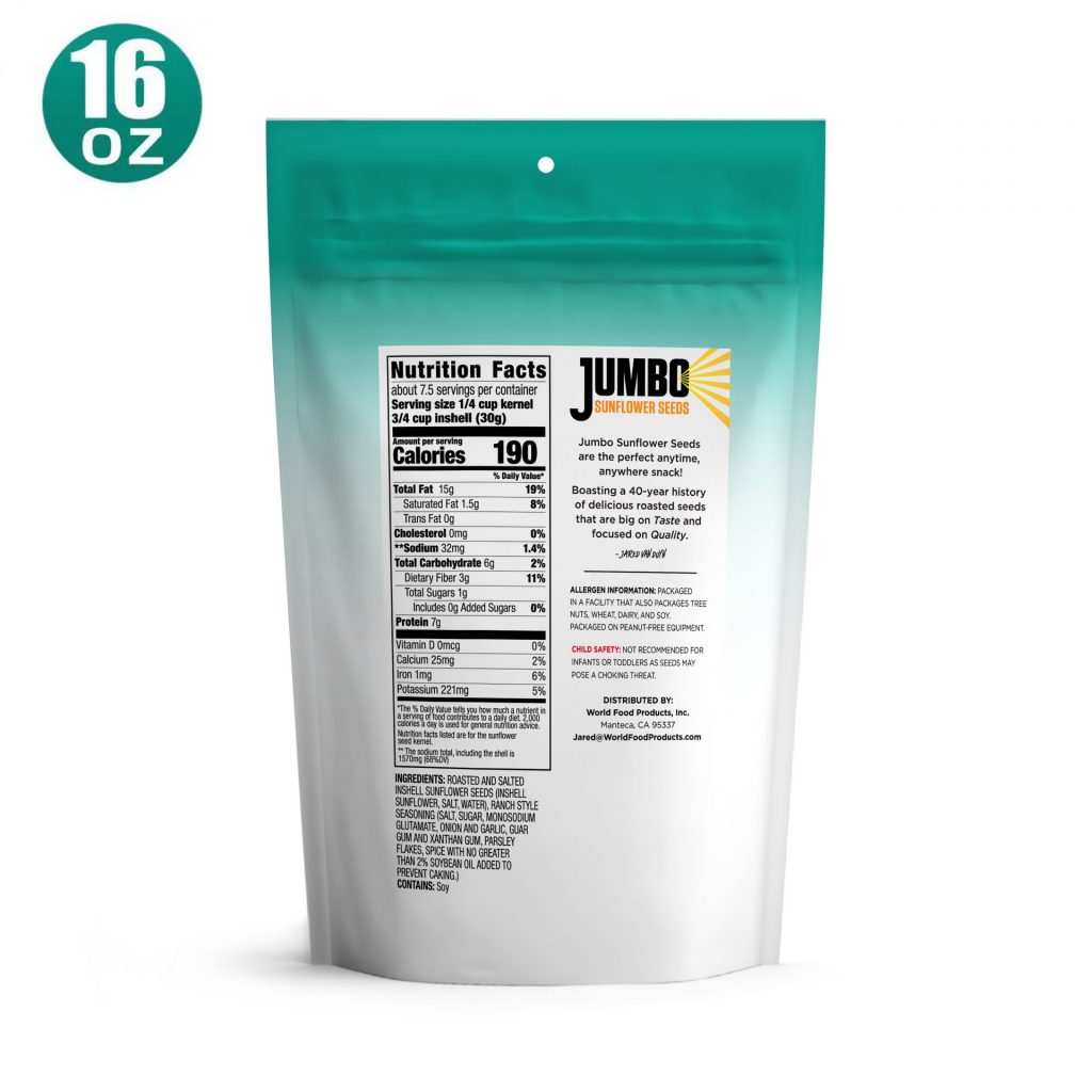 Jumbo Sunflower Seeds – Wild Ranch (16 oz) – Jumbo Sunflower Seeds